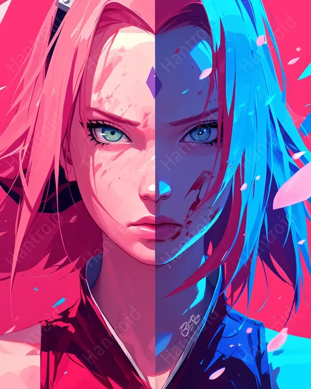 Dynamic Naruto Shippuden Duality Portraits Midjourney Prompt | PromptBase