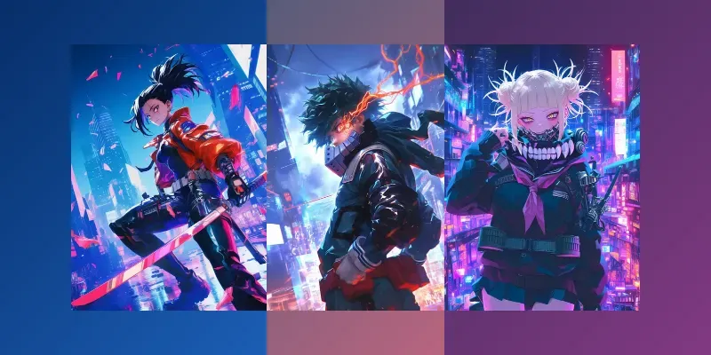 My Hero Academia Cyberpunk Fusions Midjourney Prompt | PromptBase