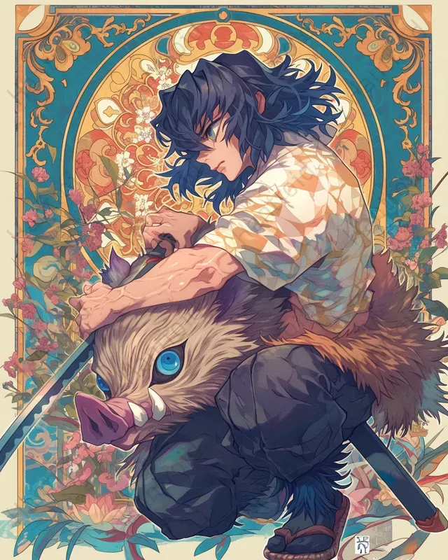 Demon Slayers In Art Nouveau Midjourney Prompt | PromptBase