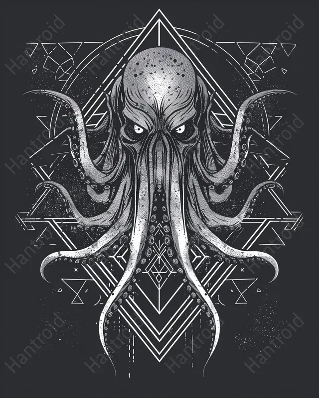 Geometric Creepy Character Tees Midjourney Prompt | PromptBase