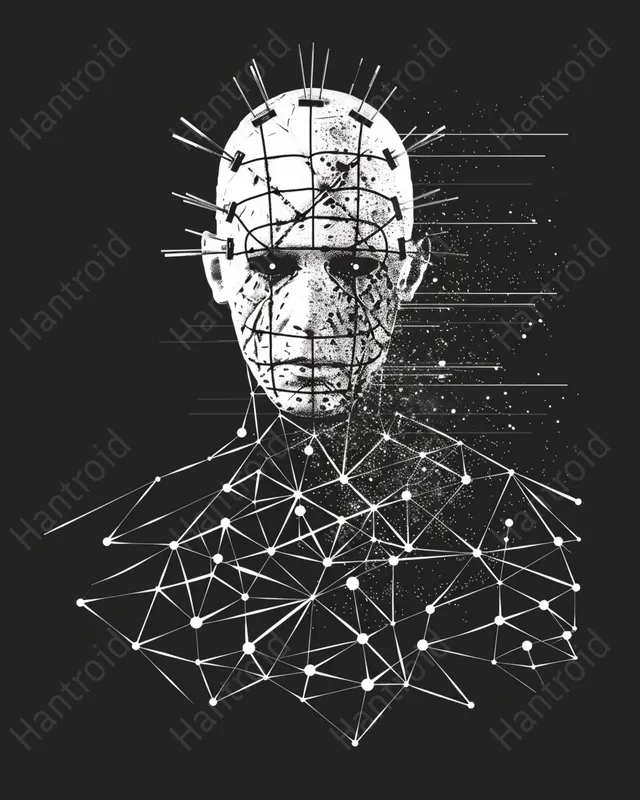 Geometric Creepy Character Tees Midjourney Prompt | PromptBase