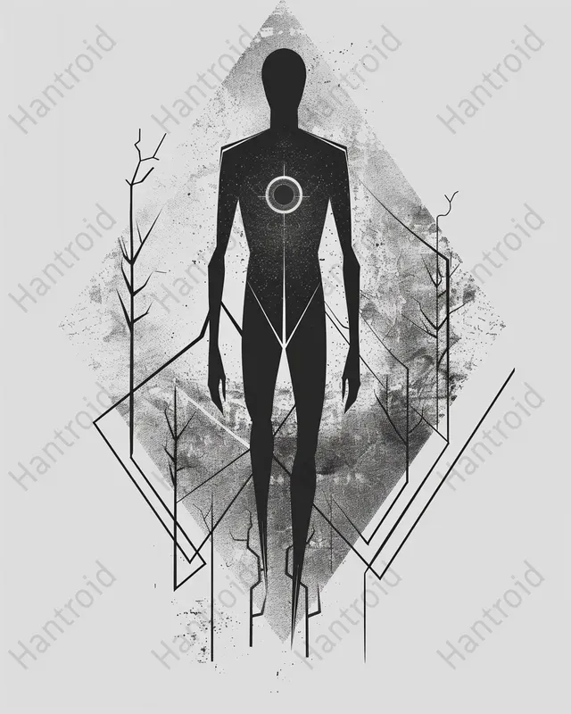 Geometric Creepy Character Tees Midjourney Prompt | PromptBase