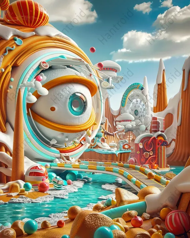 Retro Futuristic Candy Art Midjourney Prompt | PromptBase