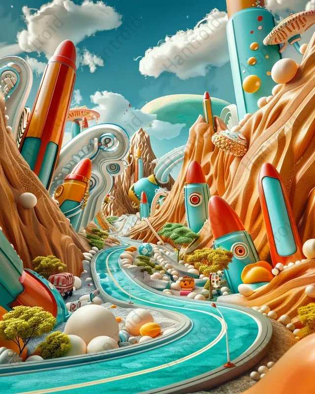 Retro Futuristic Candy Art Midjourney Prompt | PromptBase