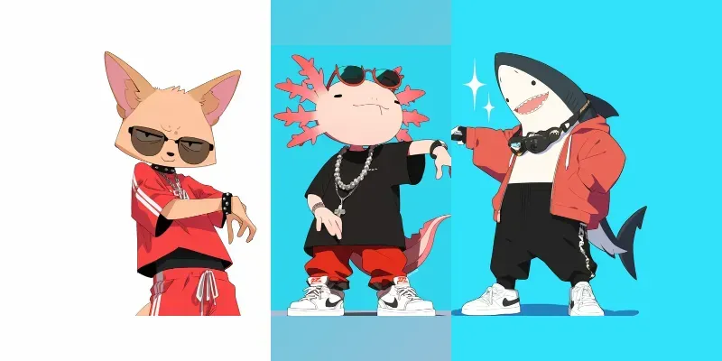 Urban Rapper Animals In Cartoon Style Midjourney Prompt | PromptBase