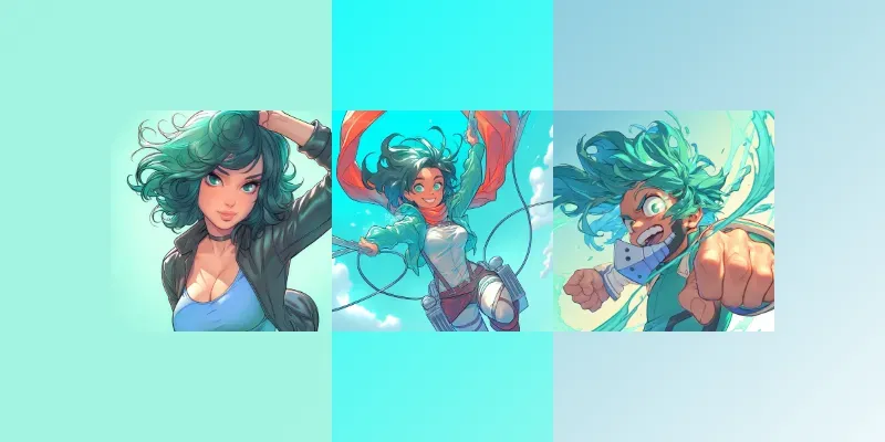 Turquoise Anime Character Visualization Generator App | PromptBase