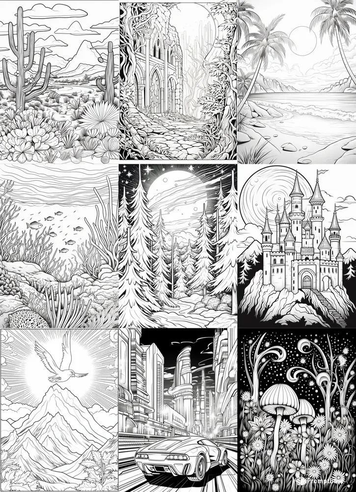 Coloring Book Pages Midjourney Prompt | PromptBase