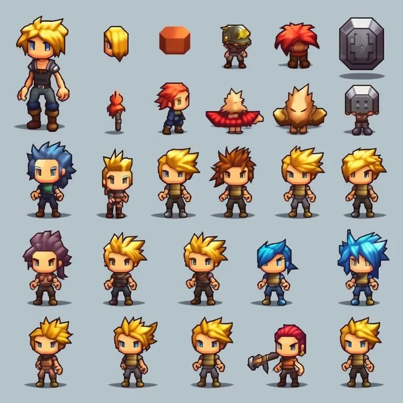 Indie Game Character Sprites Midjourney Prompt | PromptBase