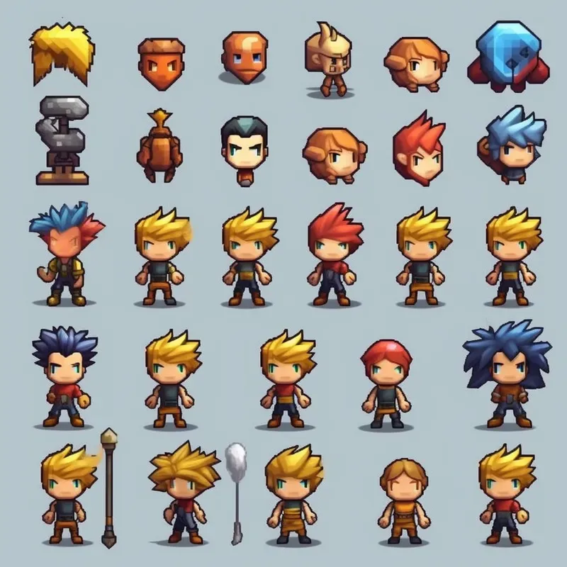 Indie Game Character Sprites Midjourney Prompt | PromptBase