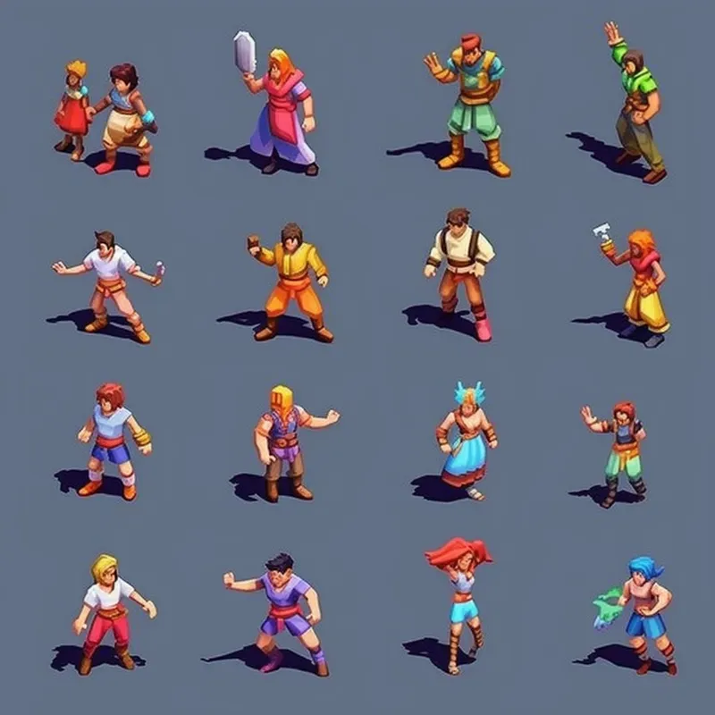 Indie Game Character Sprites Midjourney Prompt | PromptBase