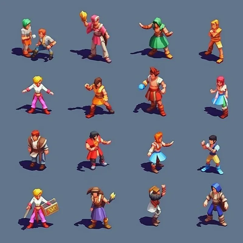 Indie Game Character Sprites Midjourney Prompt | PromptBase