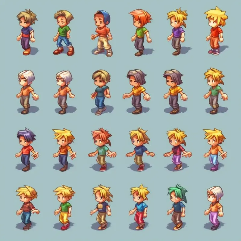 Indie Game Character Sprites Midjourney Prompt | PromptBase