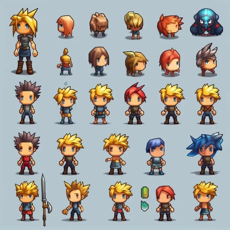 Indie Game Character Sprites Midjourney Prompt | PromptBase