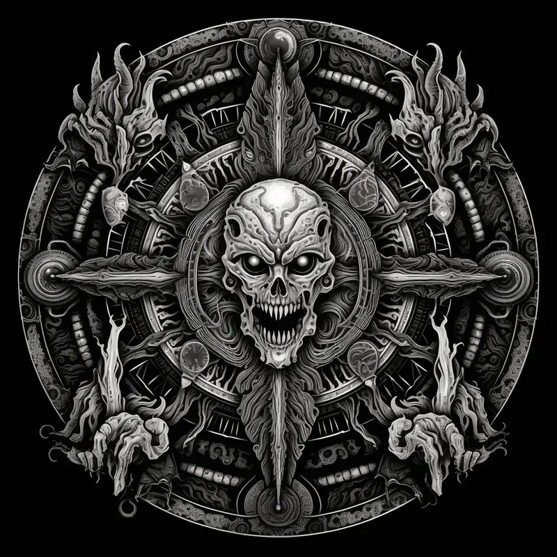 Otherwordly Horror Mandala Cover Art Midjourney Prompt | PromptBase