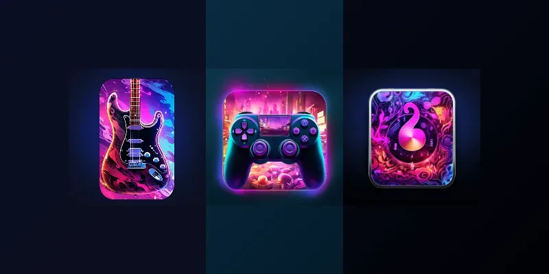 Synthwave App Icons Midjourney Prompt | PromptBase