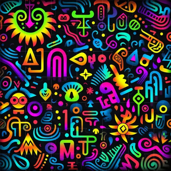 Creative Neon Pop Patterns Midjourney Prompt | PromptBase