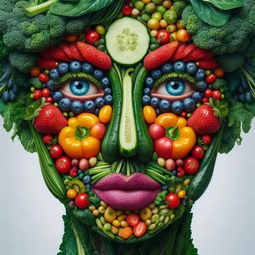 Fruit And Veggie Face Art App | PromptBase