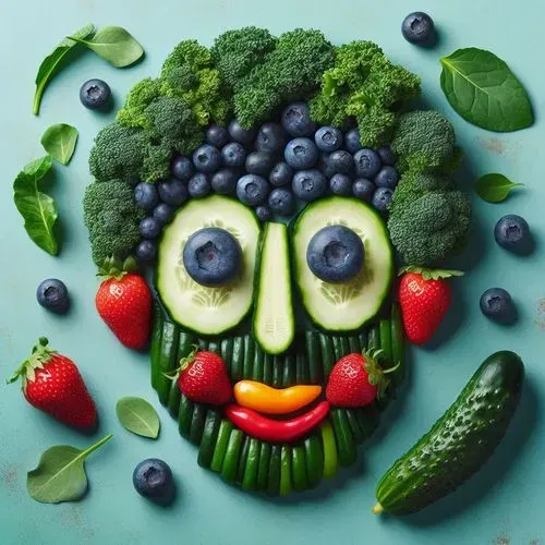 Fruit And Veggie Face Art App | PromptBase