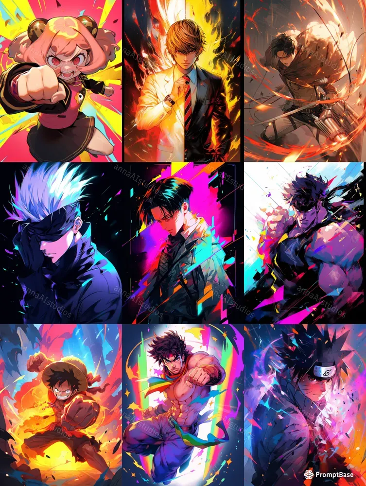 Epic Anime Action Posters Midjourney Prompt | PromptBase