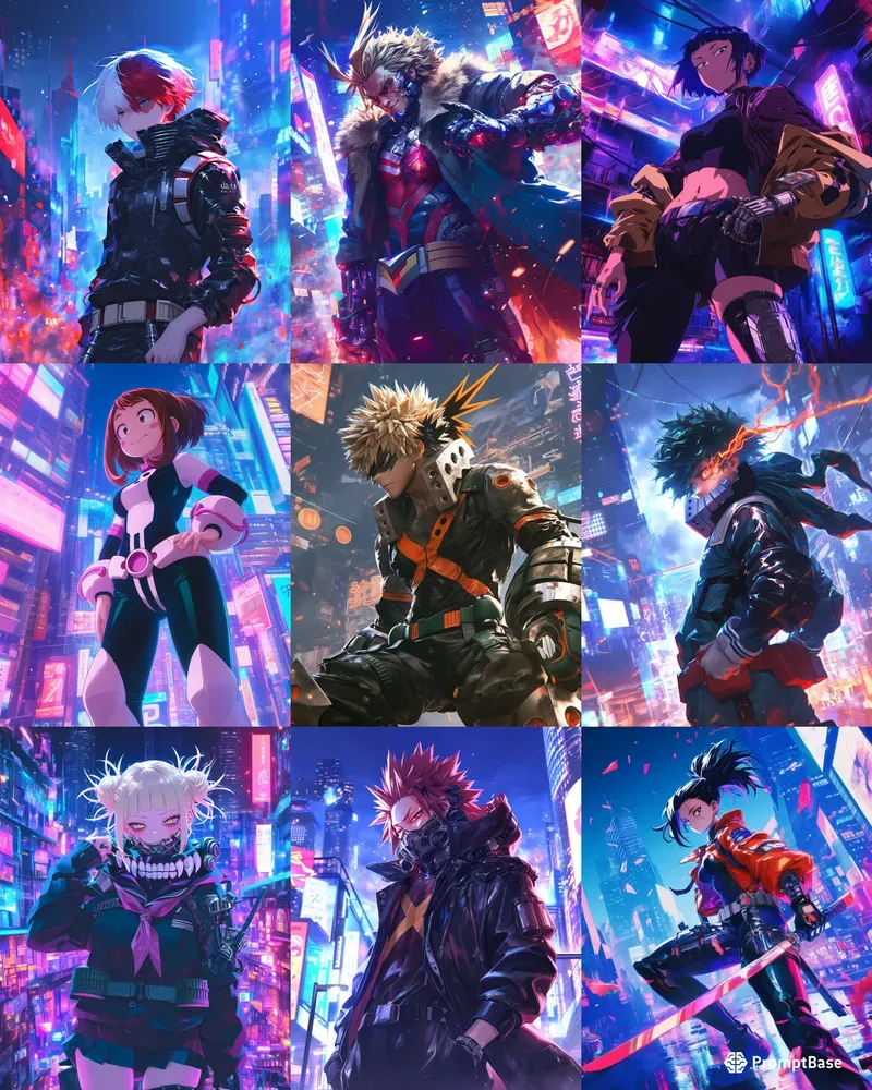My Hero Academia Cyberpunk Fusions Midjourney Prompt | PromptBase