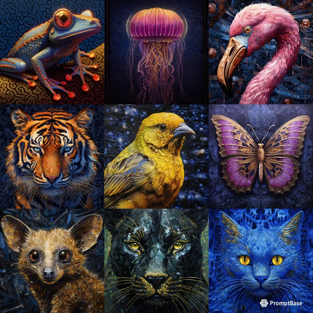 Realistic Animals In Acrylic Canva Style Midjourney Prompt | PromptBase