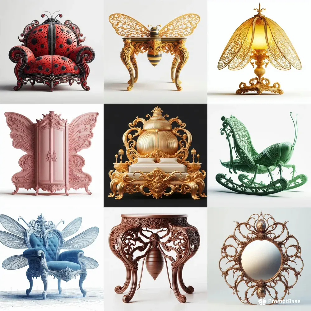 Furniture Insect Designs DALL·E Prompt | PromptBase