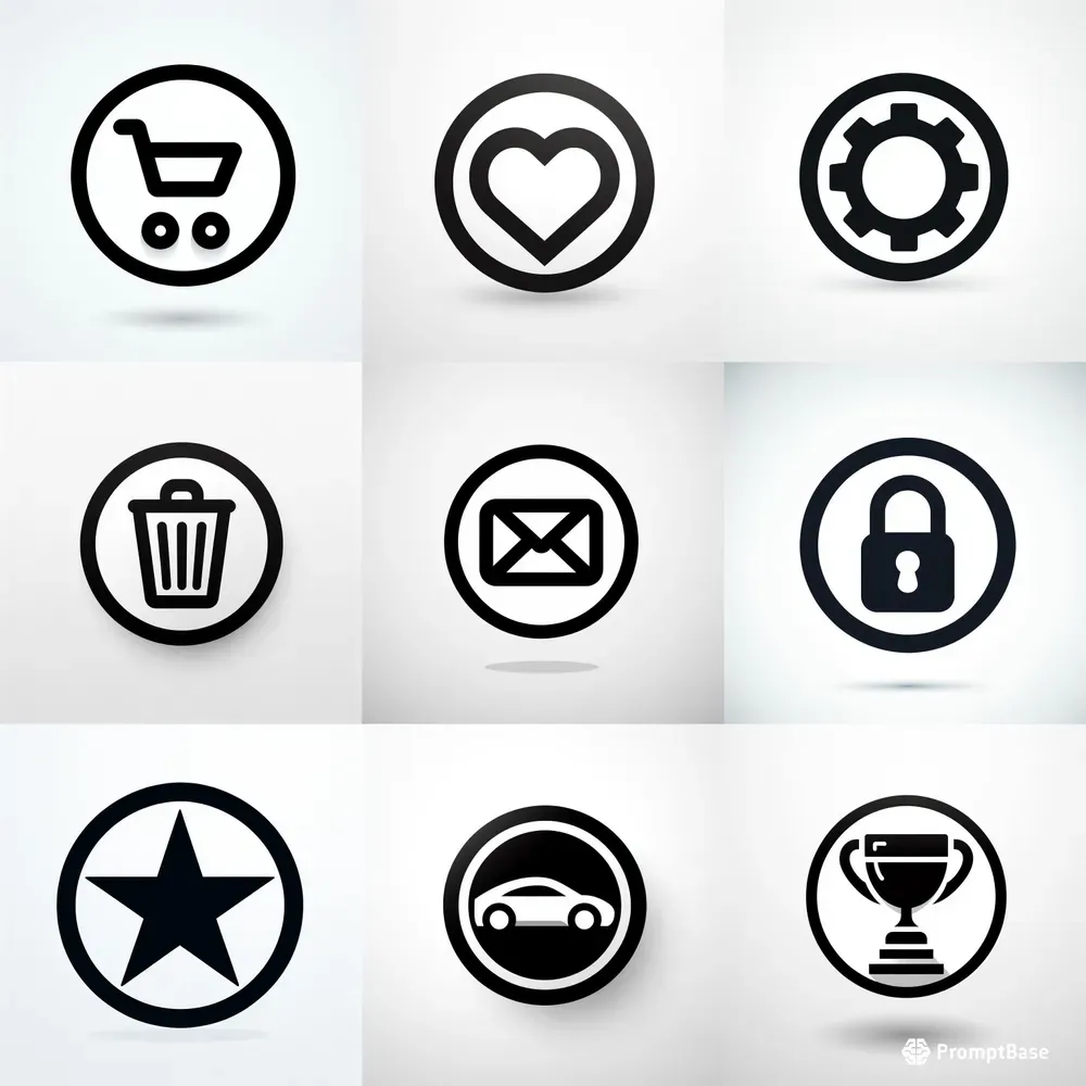 Black Outline Circle Icons Minimal Vectors DALL·E Prompt | PromptBase