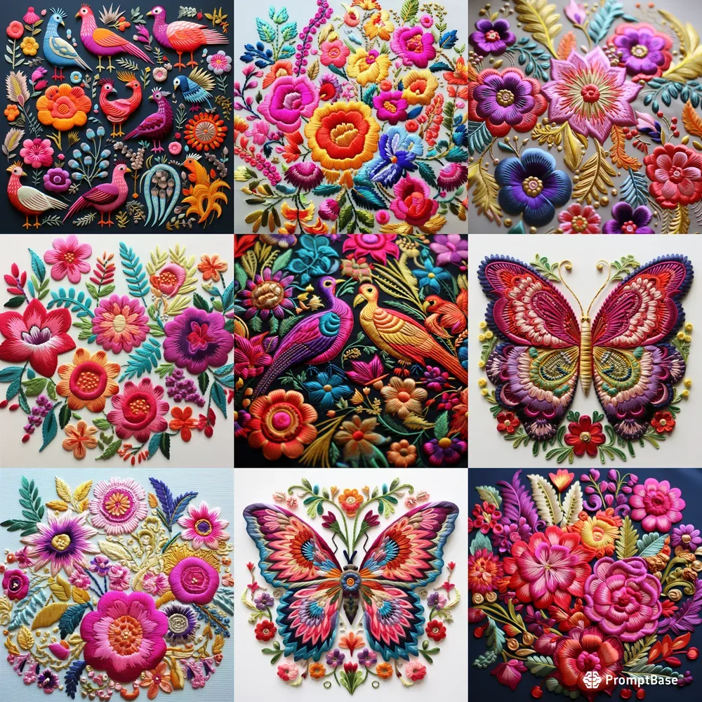 Craftcore Embroidery Patterns Midjourney Prompt | PromptBase