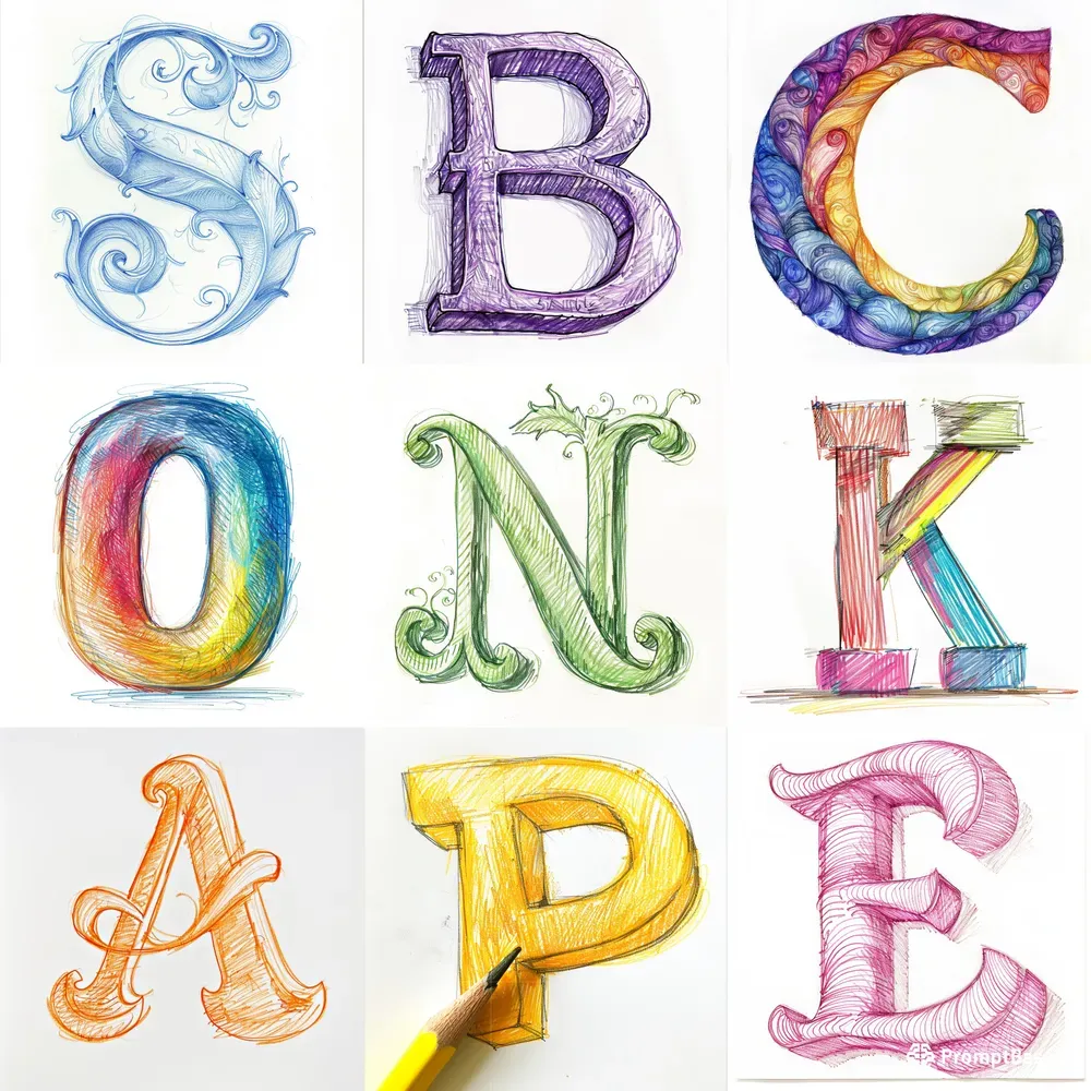 Sketchy Letters Midjourney Prompt | PromptBase