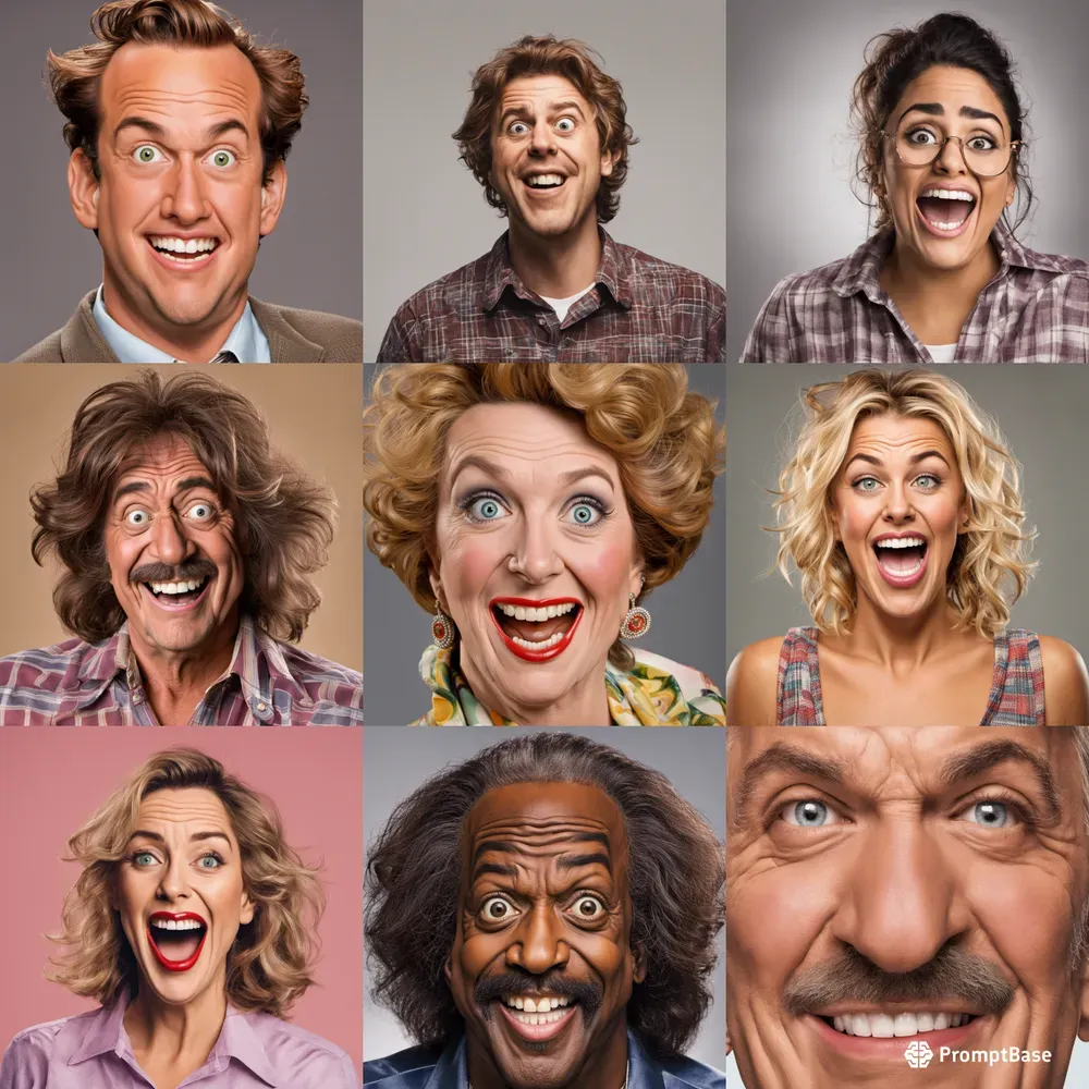 Wacky Faces A Gallery Of Comedians Stable Diffusion Prompt | PromptBase