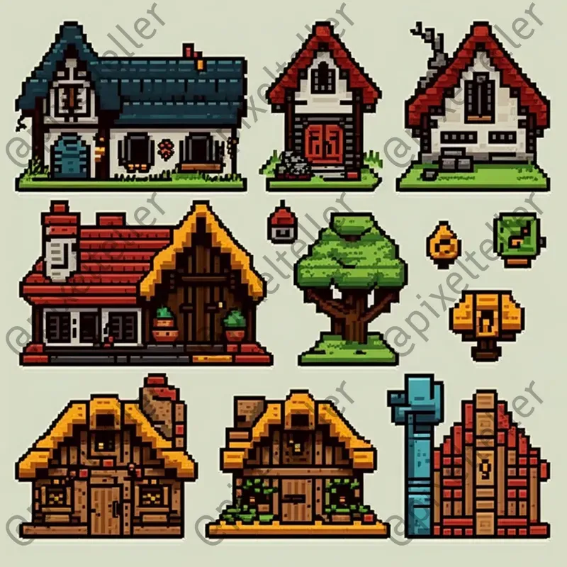 Pixel Game Asset Inspirations Midjourney Prompt | PromptBase