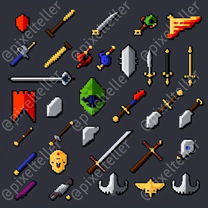 Pixel Game Asset Inspirations Midjourney Prompt | PromptBase