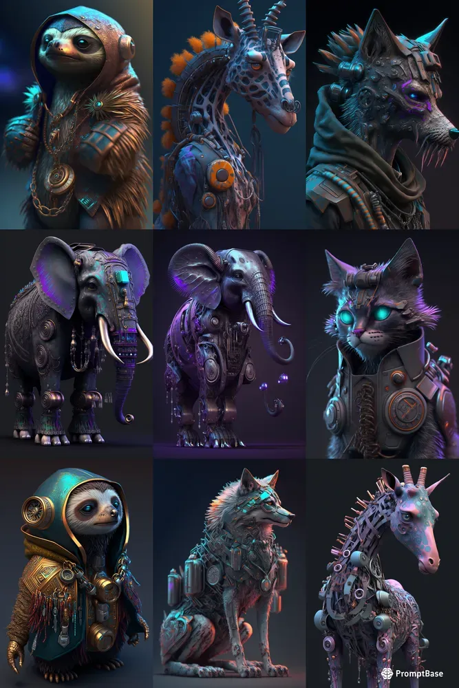 Character Cyberpunk Animals 3D Midjourney Prompt | PromptBase