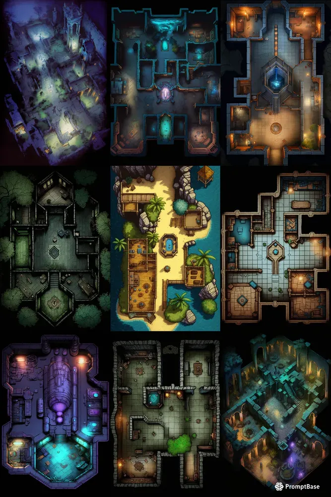 Tabletop RPG Dungeon Crawl Game Maps Midjourney Prompt | PromptBase