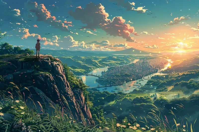 Anime Landscapes With Harbor Views Midjourney Prompt | PromptBase