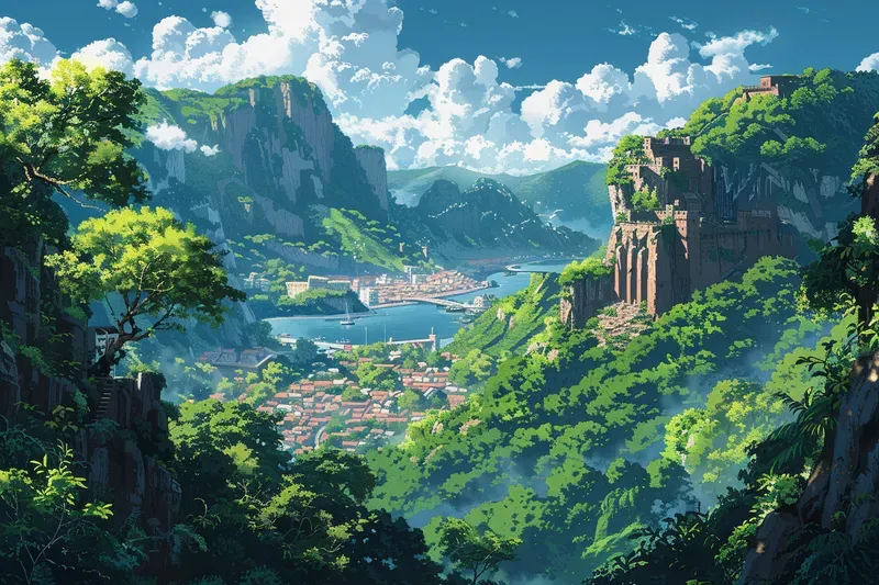 Anime Landscapes With Harbor Views Midjourney Prompt | PromptBase