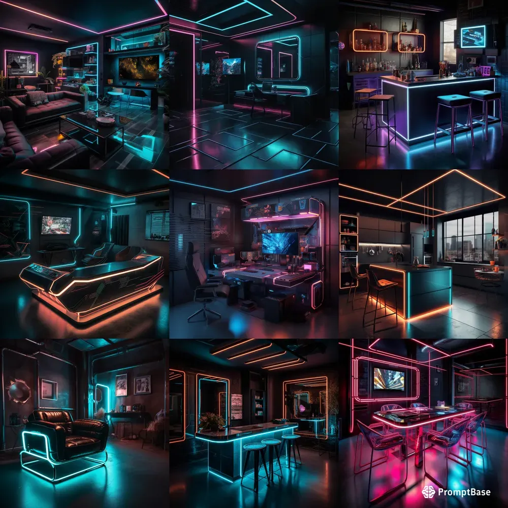 Cyberpunk Furniture Photographs Midjourney Prompt | PromptBase