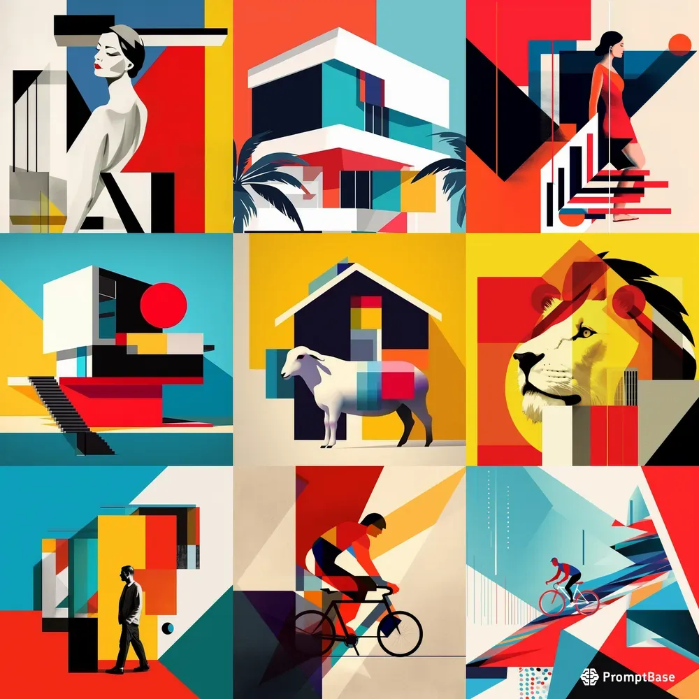 Bauhaus Collage Illustration Art Midjourney Prompt | PromptBase