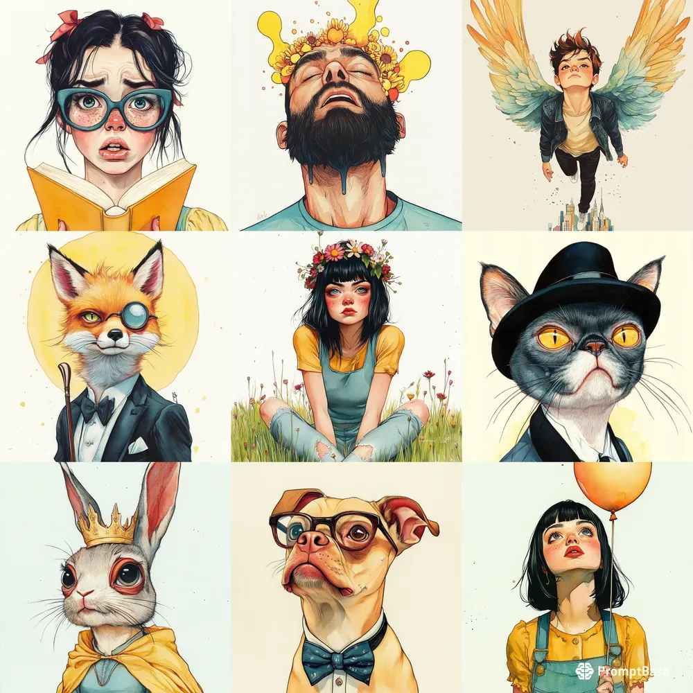 Whimsical Pop Surrealism Characters Midjourney Prompt | PromptBase