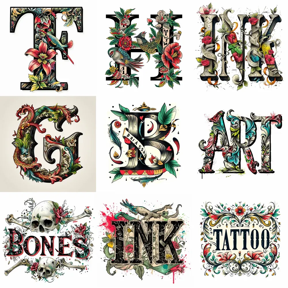 Old School Tattoo Font Texts Midjourney Prompt | PromptBase