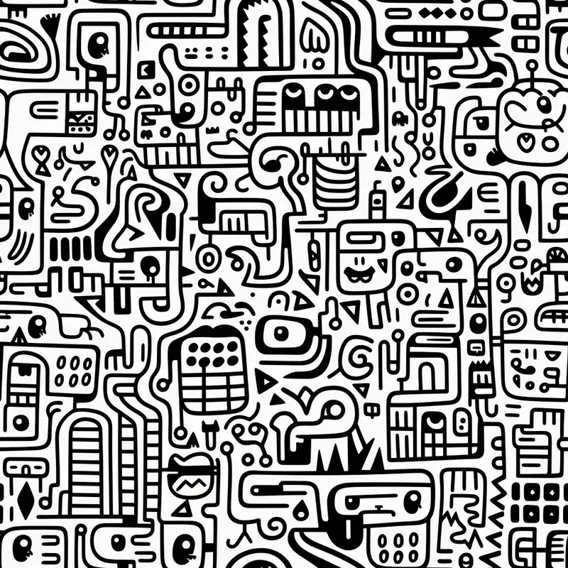 Thick Line Doodle Art Patterns Midjourney Prompt | PromptBase