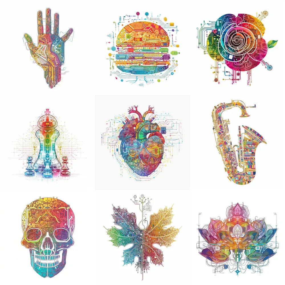 Colorful Complex Line Art Designs Midjourney Prompt | PromptBase