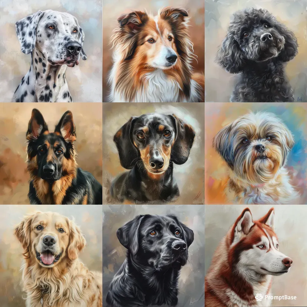 Custom Pastel Dog Portraits Midjourney Prompt | PromptBase