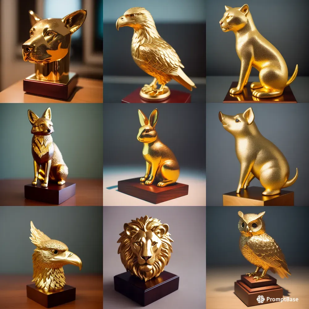Beautiful Golden Animal Figurines Stable Diffusion Prompt | PromptBase