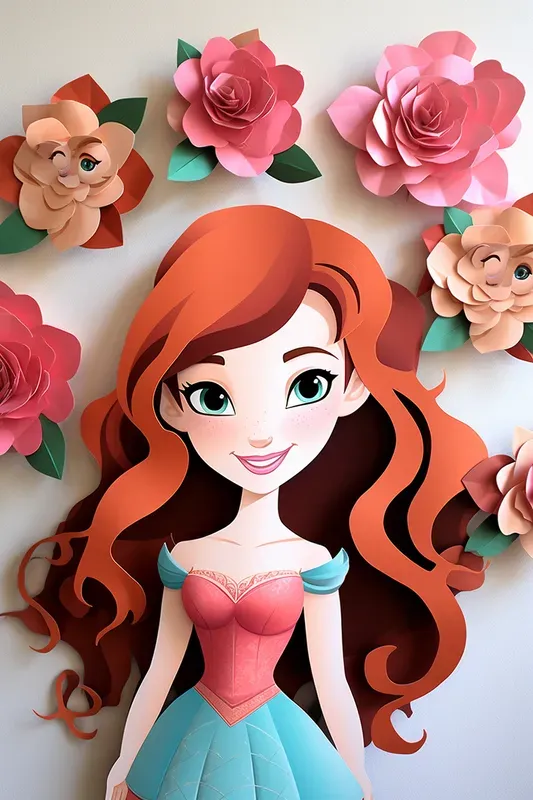 Papercraft Disney Princesses Midjourney Prompt | PromptBase