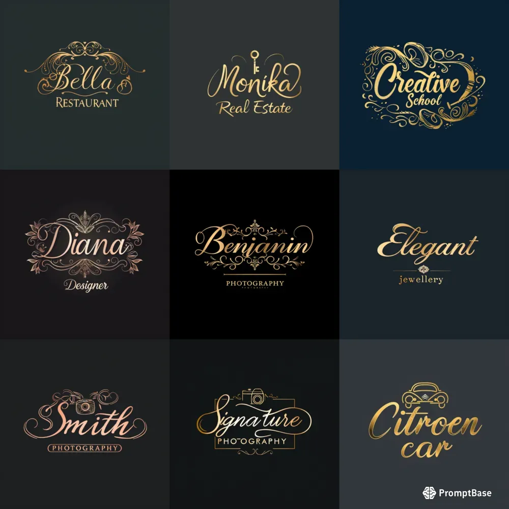 Modern Signature Logos Midjourney Prompt | PromptBase