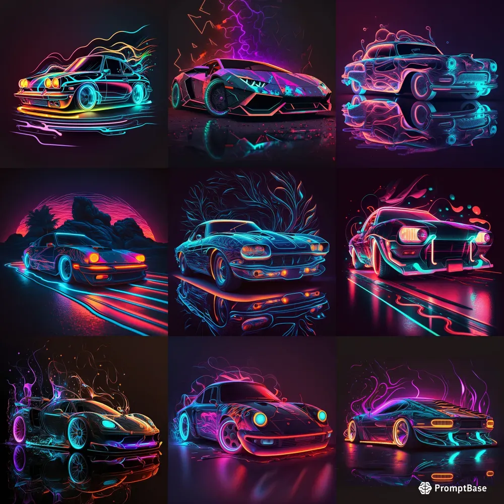 Neon Sports And Super Cars Midjourney Prompt | PromptBase