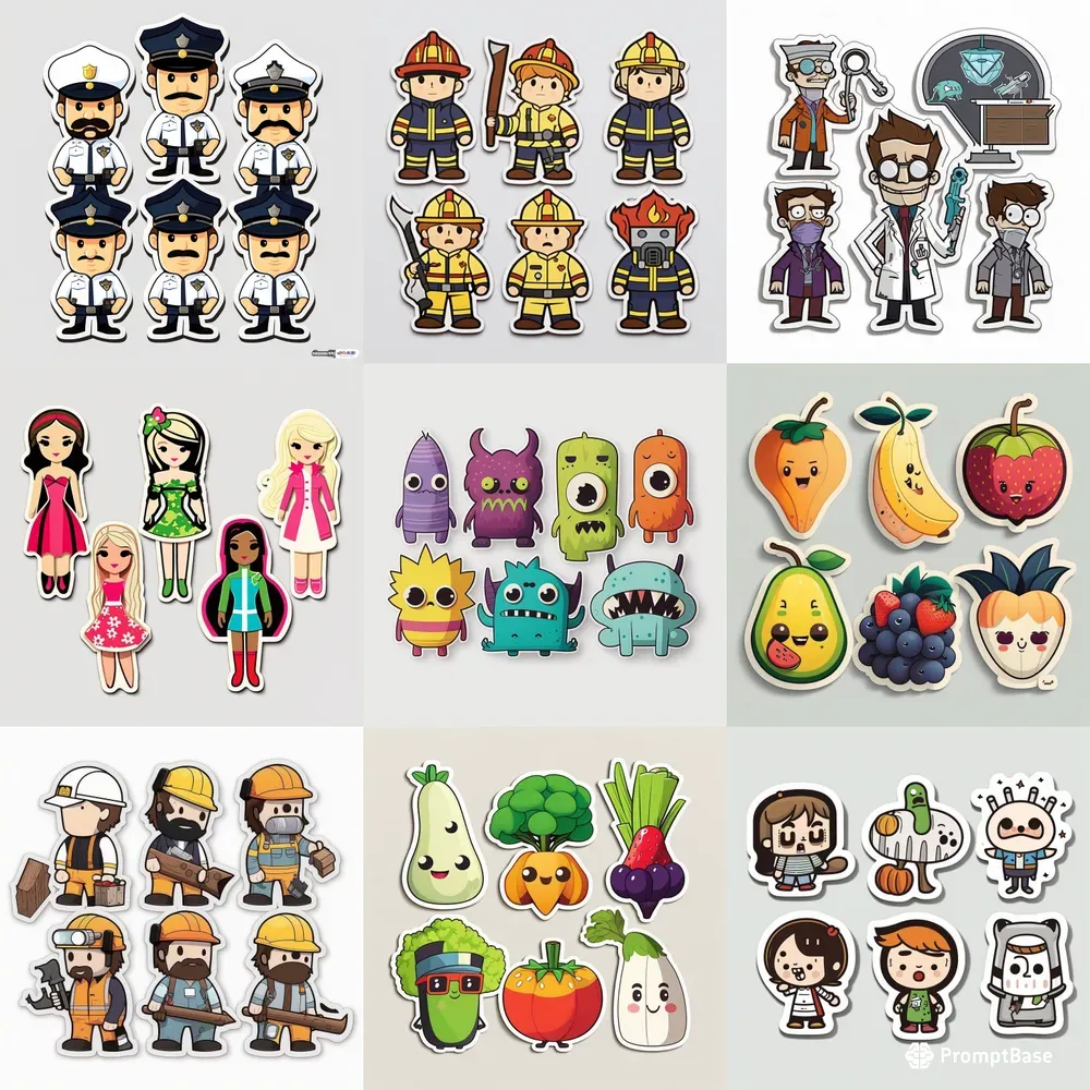 Cartoon Sticker Pack Clipart Midjourney Prompt | PromptBase