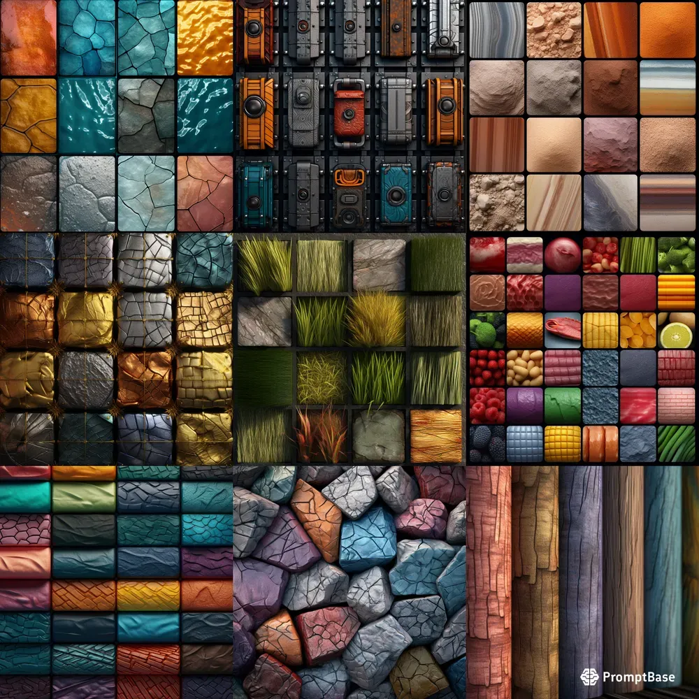 Collections Of Materials Midjourney Prompt | PromptBase