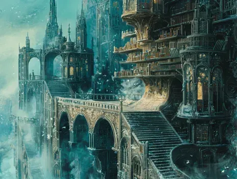 Mirrored Multiverse Labyrinth Midjourney Prompt | PromptBase